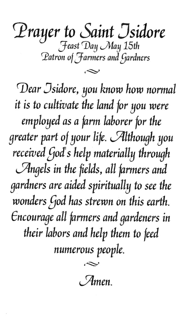 Prayer to St. Isidore A - LAMINATED HOLY CARDS- QUANTITY 25 PRAYER CAR ...
