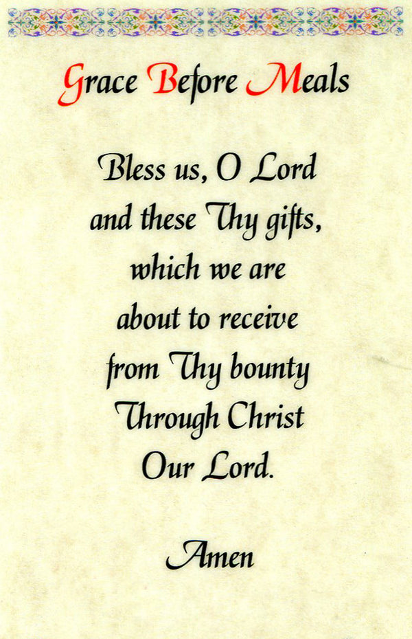 Grace Before Meals N - LAMINATED HOLY CARDS- QUANTITY 25 PRAYER CARDS ...