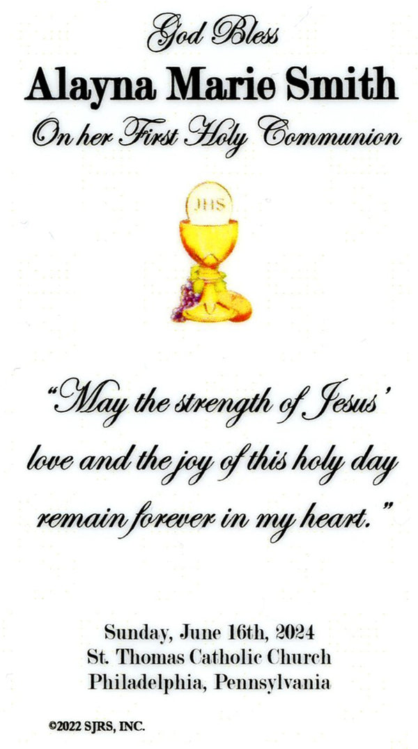 God Bless Communion Girl - Personalized First Communion Laminated Pray ...