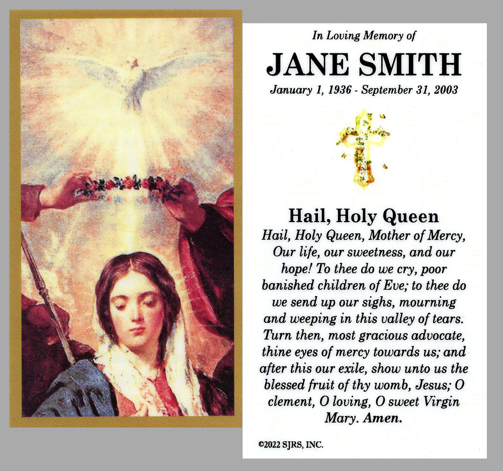 Hail Holy Queen Funeral Memorial Laminated Prayer Cards - Pack of 60 ...