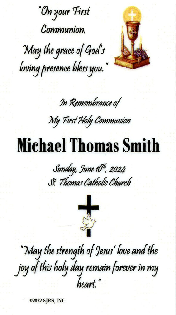 My First Holy Communion (boy) 2 - Personalized First Communion Laminat ...
