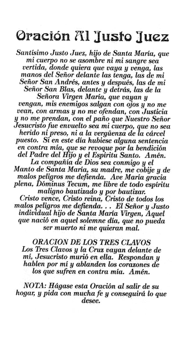 Oracion Al Justo Juez A - LAMINATED HOLY CARDS- QUANTITY 25 PRAYER CAR ...