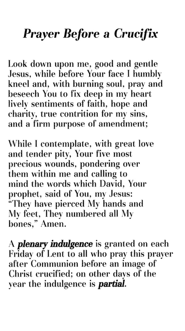 Prayer Before a Crucifix A - LAMINATED HOLY CARDS- QUANTITY 25 PRAYER ...