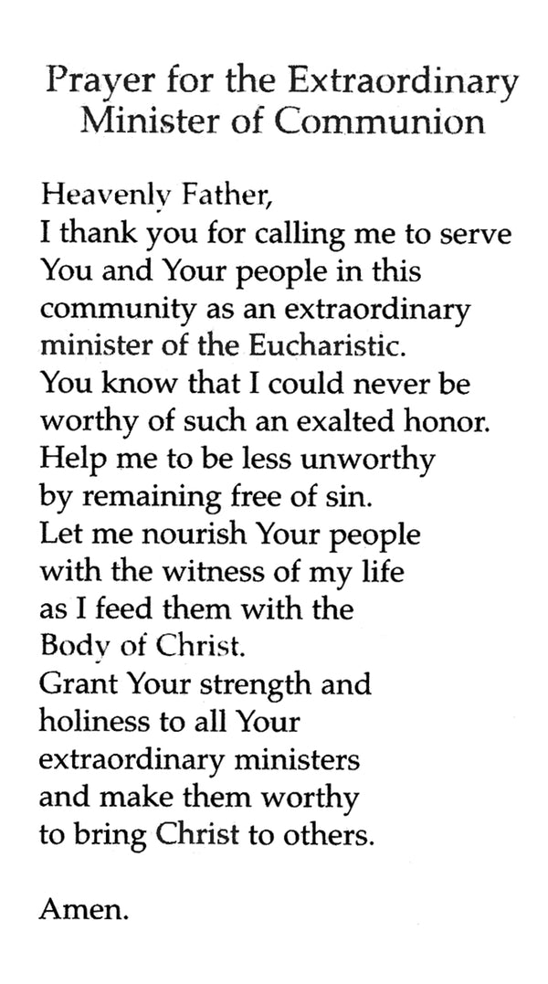 Prayer for the Extraordinary Minister of Communion A - LAMINATED HOLY ...