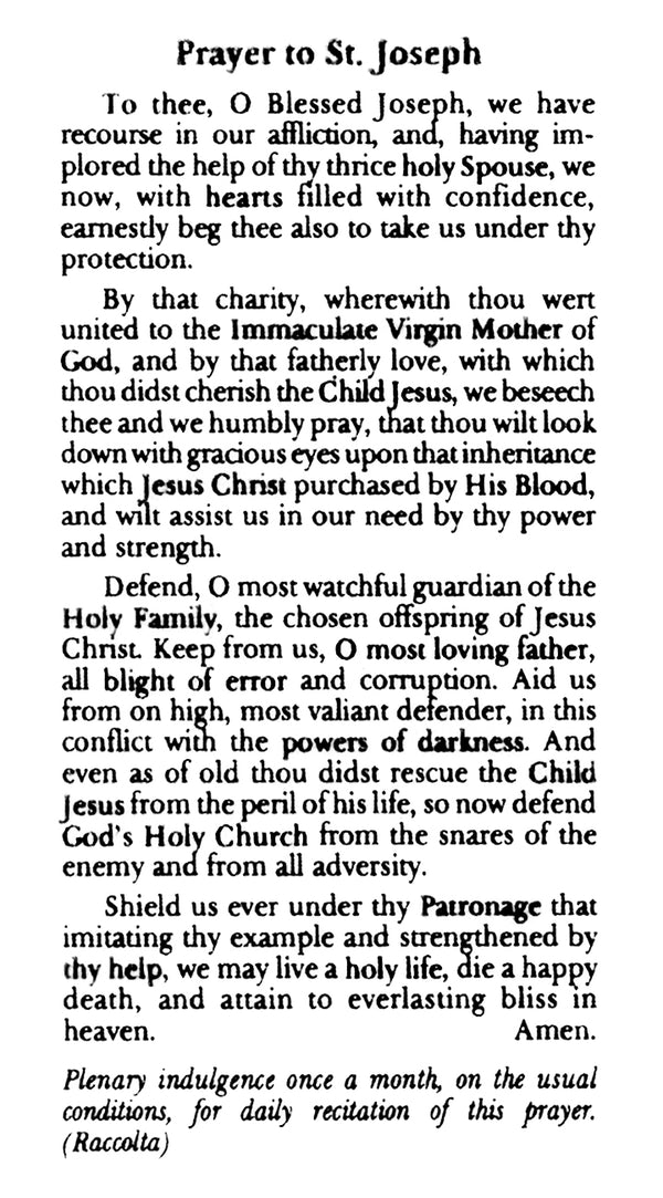 Prayer to St. Joseph A - LAMINATED HOLY CARDS- QUANTITY 25 PRAYER CARD ...