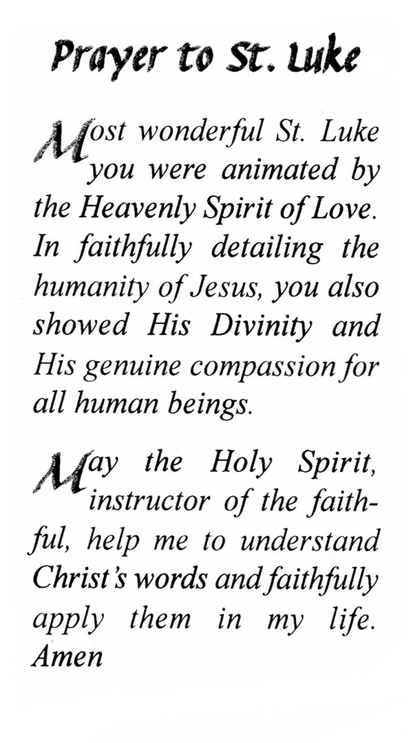 Prayer to St. Luke 2A - LAMINATED HOLY CARDS- QUANTITY 25 PRAYER CARDS ...