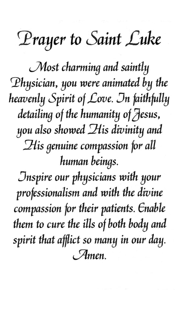 Prayer to St. Luke A - LAMINATED HOLY CARDS- QUANTITY 25 PRAYER CARDS ...