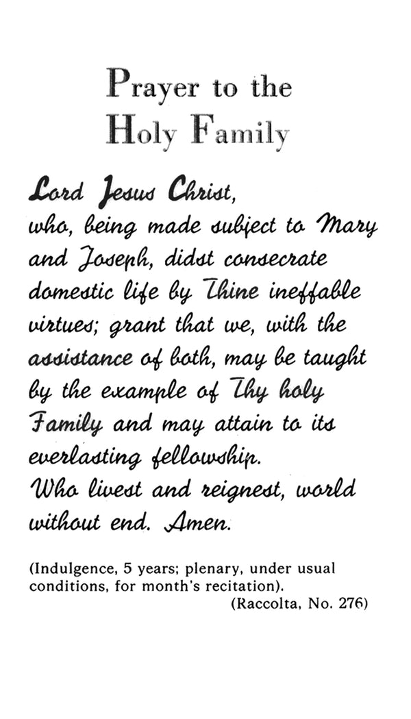 Prayer to the Holy Family A - LAMINATED HOLY CARDS- QUANTITY 25 PRAYER ...
