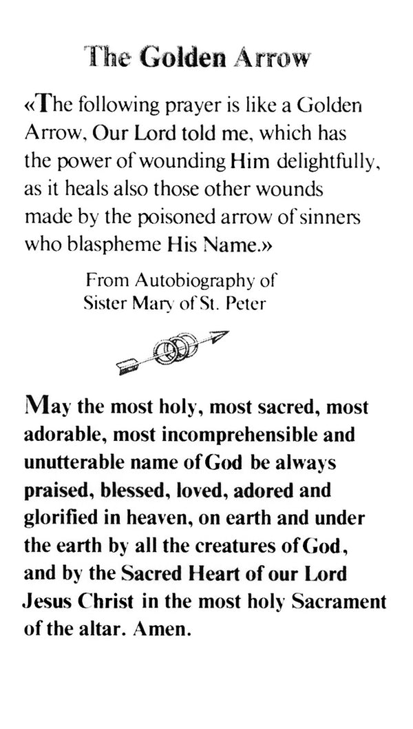 The Golden Arrow Prayer A - LAMINATED HOLY CARDS- QUANTITY 25 PRAYER C ...