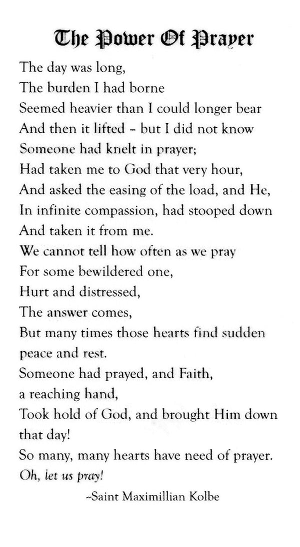 The Power of Prayer A - LAMINATED HOLY CARDS- QUANTITY 25 PRAYER CARDS ...