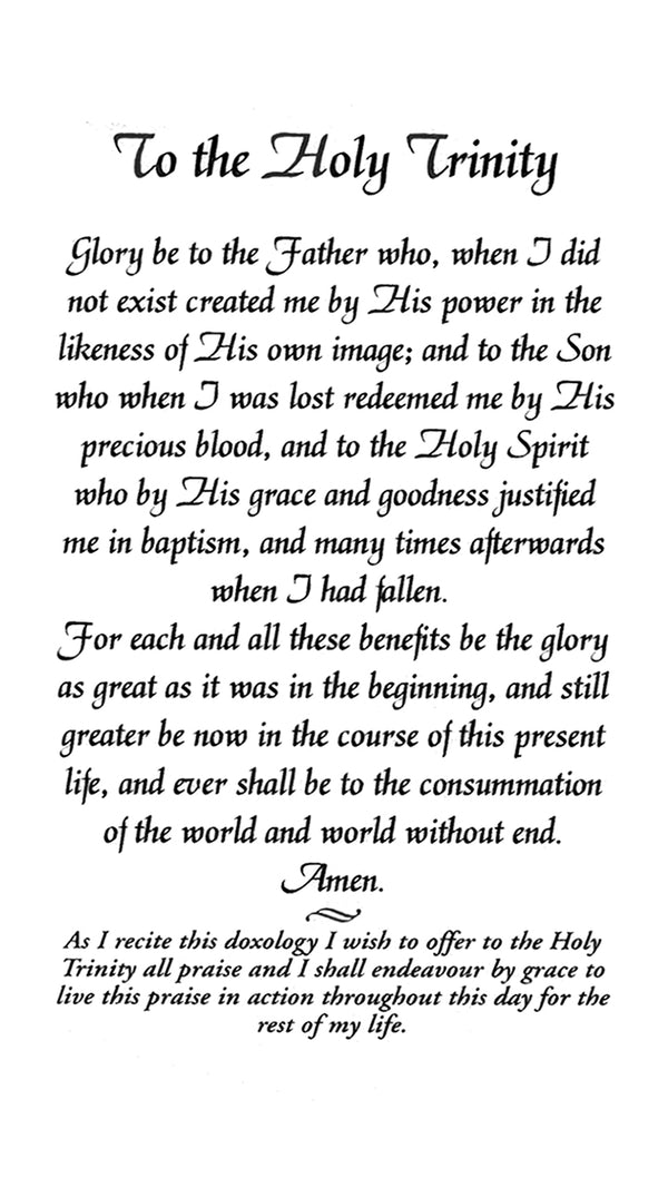 To the Holy Trinity A - LAMINATED HOLY CARDS- QUANTITY 25 PRAYER CARDS ...