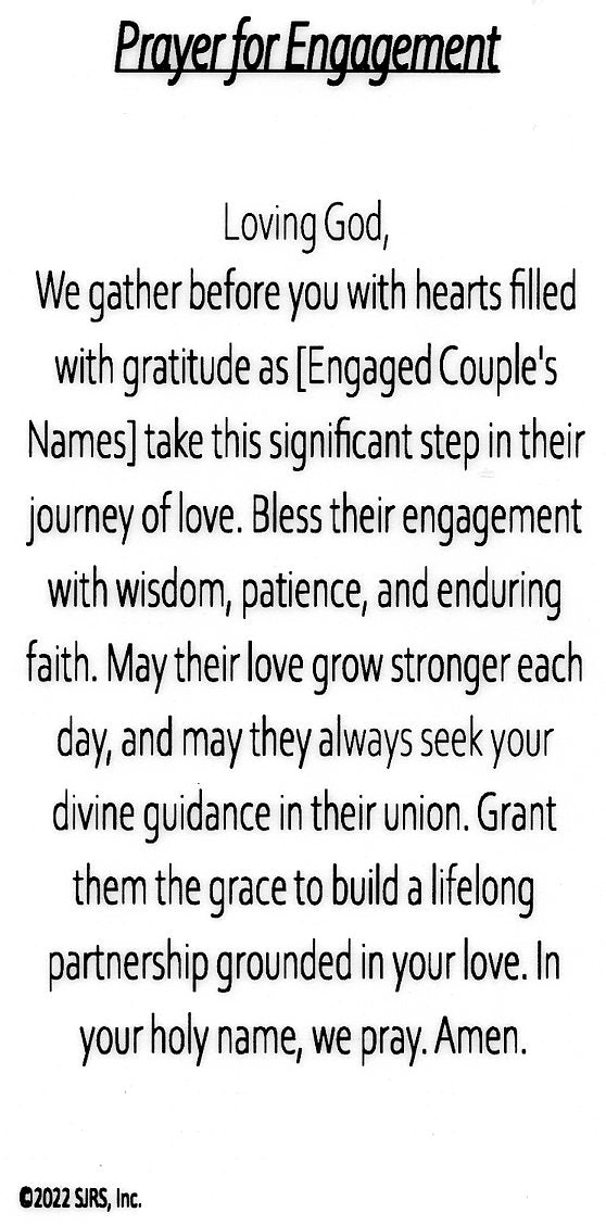 Prayer for Engagement U - LAMINATED HOLY CARDS- QUANTITY 25 PRAYER CAR ...