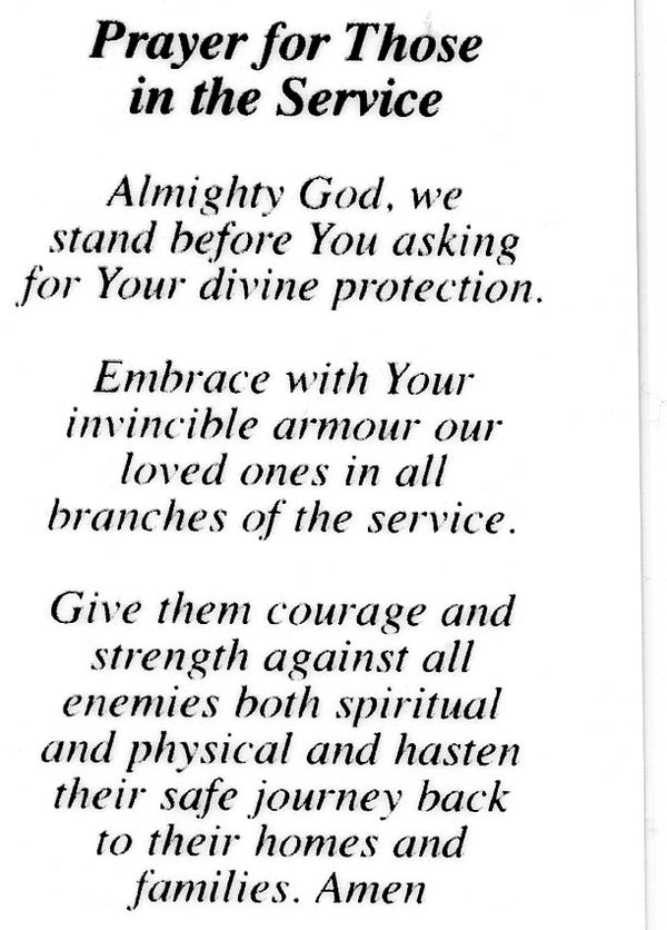 Prayer for Those in the Service U - LAMINATED HOLY CARDS- QUANTITY 25 ...