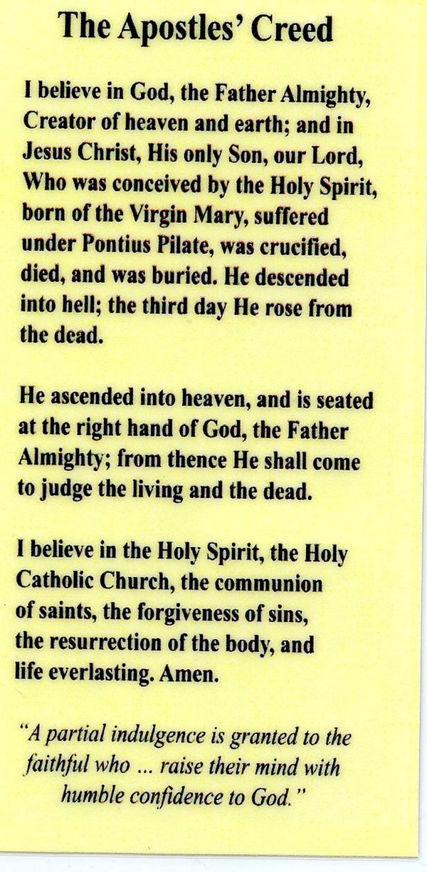 The Apostles' Creed U - LAMINATED HOLY CARDS- QUANTITY 25 PRAYER CARDS ...