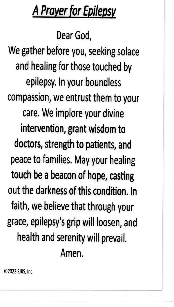 A Prayer for Epilepsy U - LAMINATED HOLY CARDS- QUANTITY 25 PRAYER CAR ...