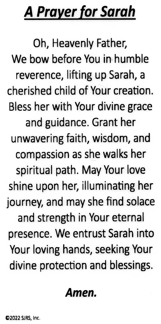 A Prayer for Sarah U - LAMINATED HOLY CARDS- QUANTITY 25 PRAYER CARDS ...