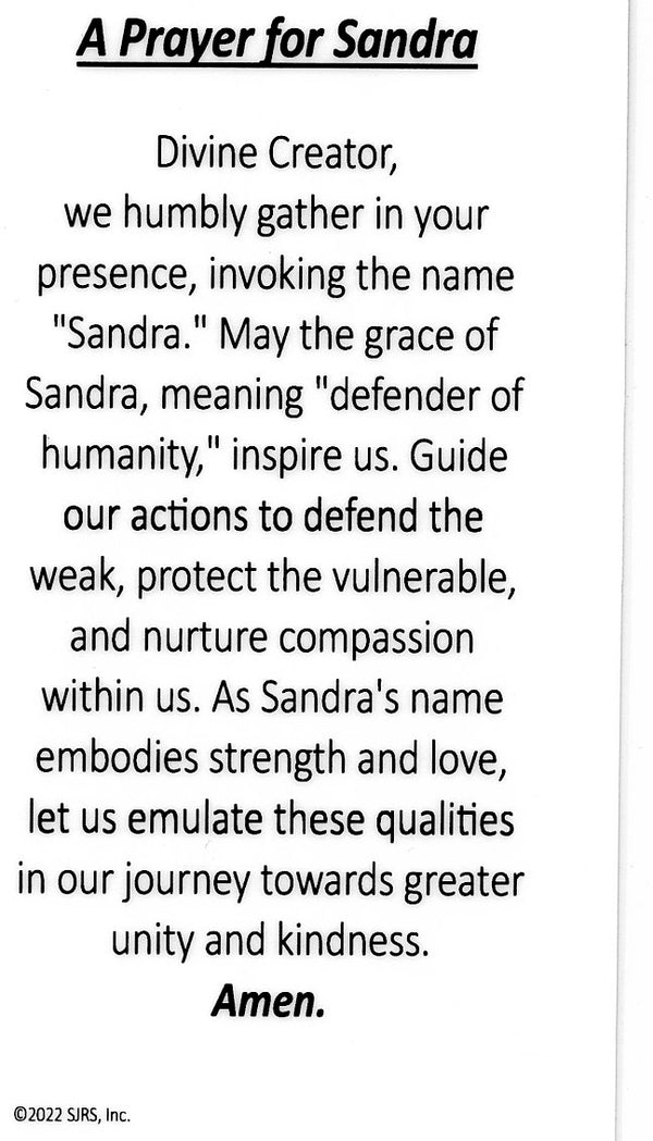 A Prayer for Sandra U - LAMINATED HOLY CARDS- QUANTITY 25 PRAYER CARDS ...