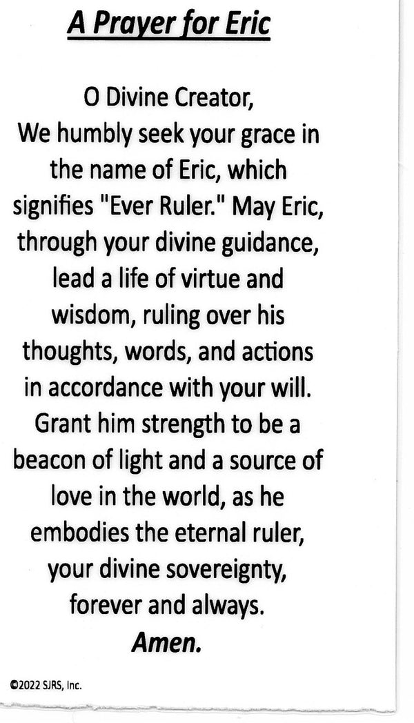 A Prayer for Eric U - LAMINATED HOLY CARDS- QUANTITY 25 PRAYER CARDS ...