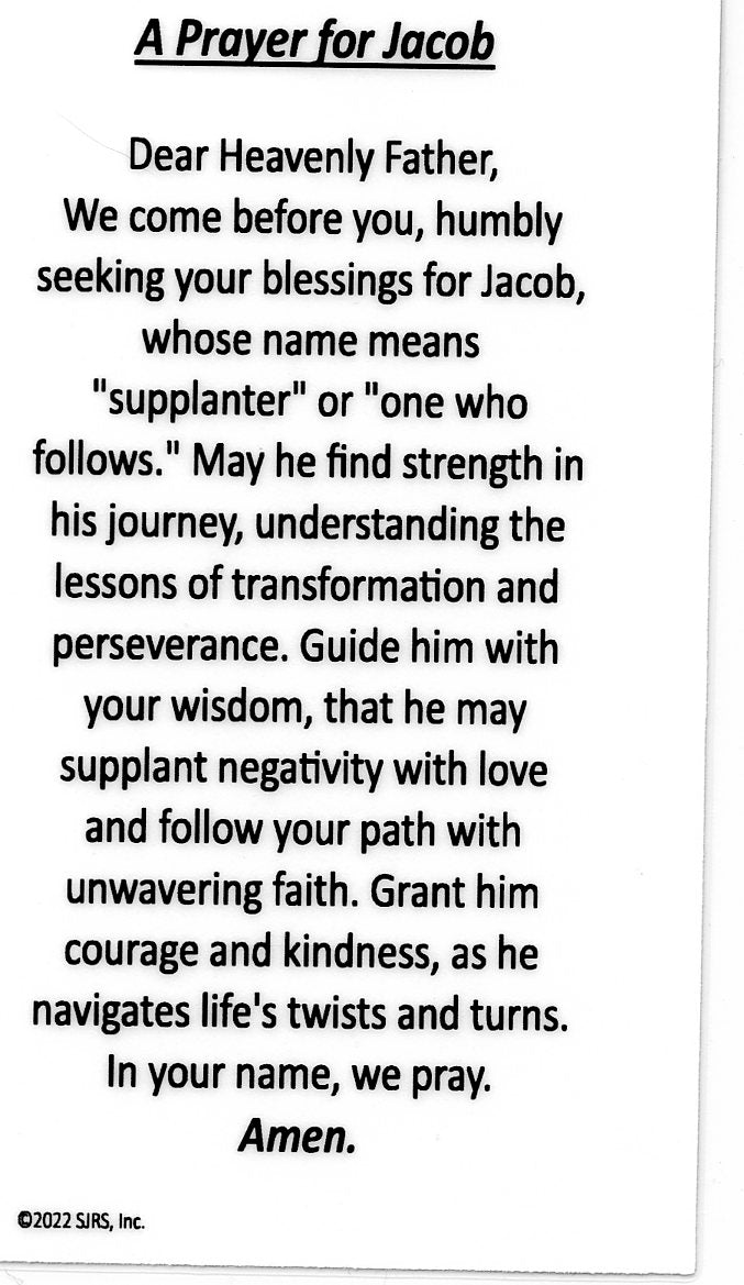A Prayer for Jacob U - LAMINATED HOLY CARDS- QUANTITY 25 PRAYER CARDS ...