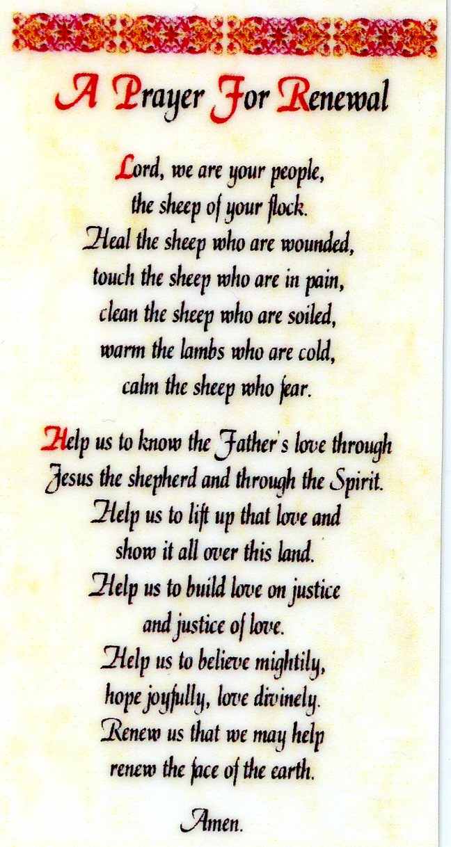 A Prayer for Renewal U - LAMINATED HOLY CARDS- QUANTITY 25 PRAYER CARD ...