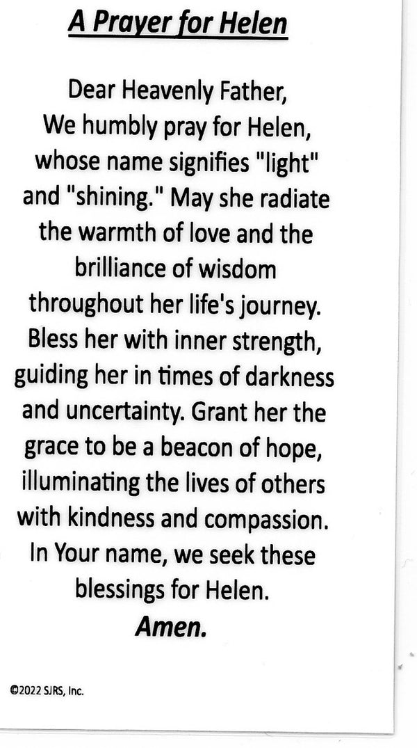 A Prayer for Helen U - LAMINATED HOLY CARDS- QUANTITY 25 PRAYER CARDS ...