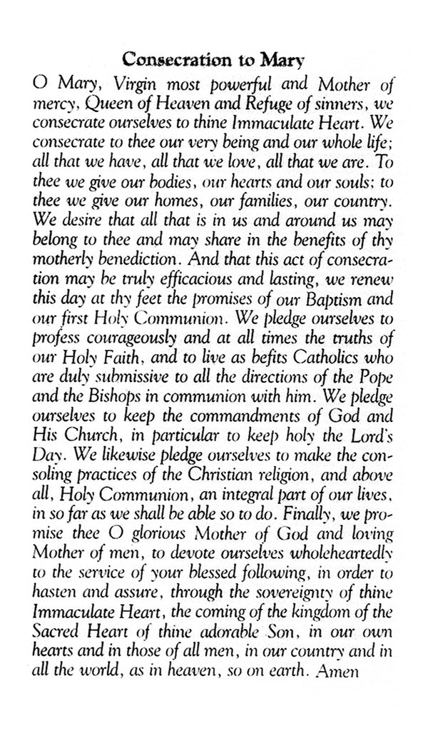 Consecration to Mary A - LAMINATED HOLY CARDS- QUANTITY 25 PRAYER CARD ...