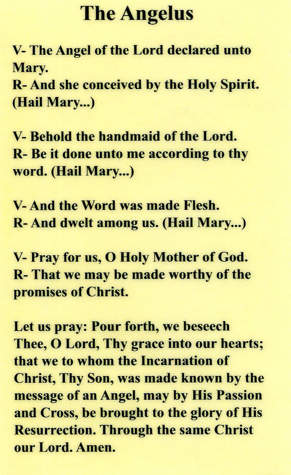 The Angelus N - LAMINATED HOLY CARDS- QUANTITY 25 PRAYER CARDS ...