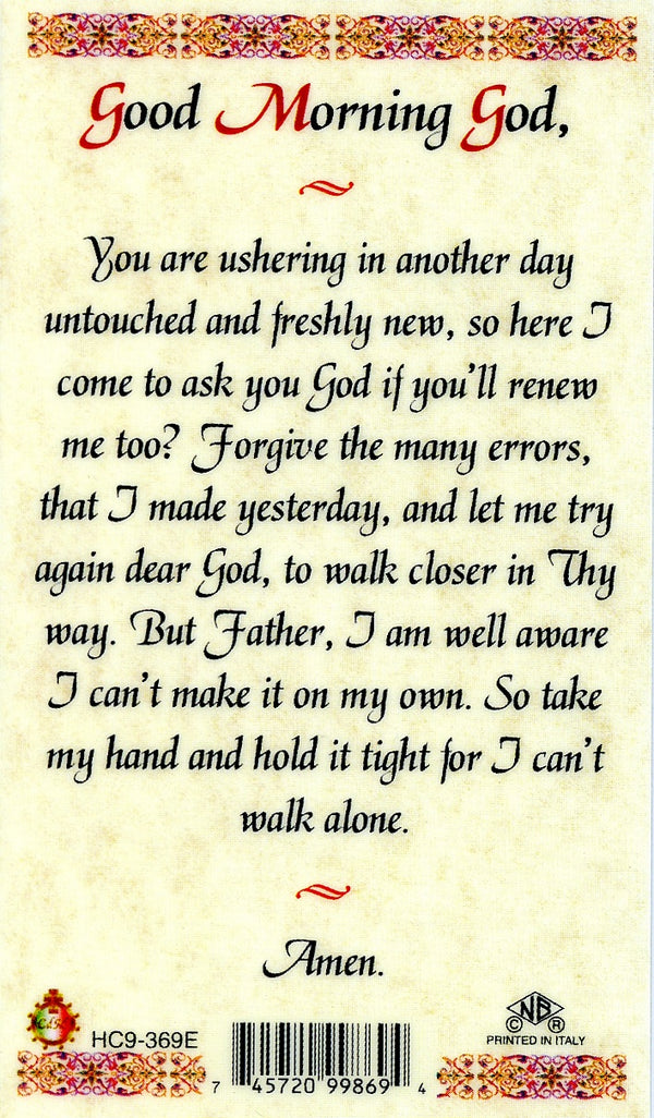 GOOD MORNING GOD - LAMINATED HOLY CARDS- QUANTITY 25 CARDS - Catholic ...