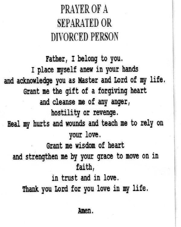 PRAYER FOR DIVORCED- LAMINATED HOLY CARDS- QUANTITY 25 PRAYER CARDS ...