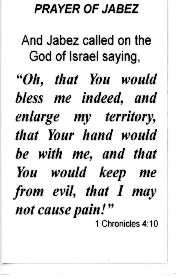 PRAYER OF JABEZ - LAMINATED HOLY CARDS- QUANTITY 25 PRAYER CARDS ...