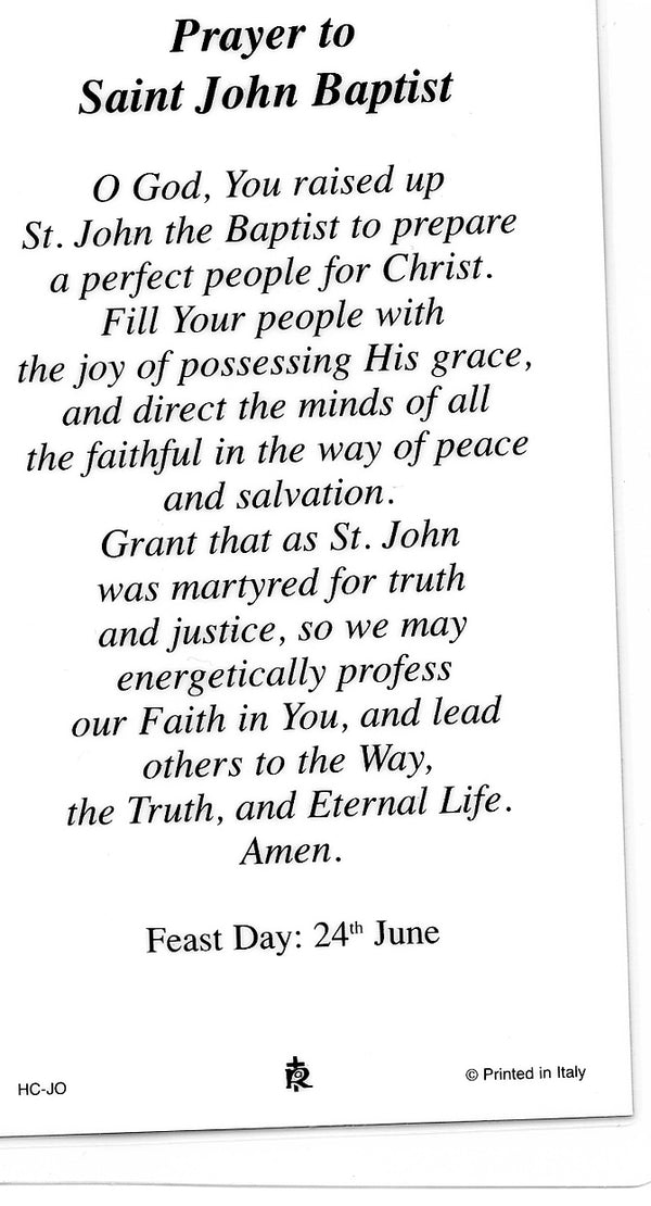 ST. JOHN THE BAPTIST - LAMINATED HOLY CARDS- QUANTITY 25 CARDS ...